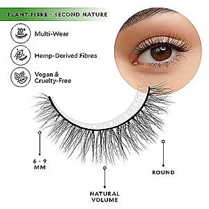 Velour Plant Fibre Lashes - A New Leaf - Hemp-Derived False Eyelashes - Lightweight, Reusable, Handmade - Wear up to 25 Times - Natural Fake Lashes - 100% Vegan, Soft and Comfortable, All Eye Shapes