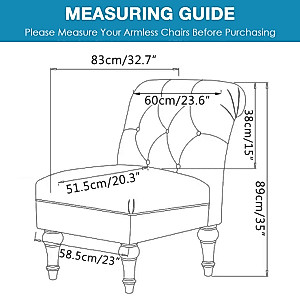 GULI Armless Chair Slipcover, Stretch Velvet Accent Chair Cover for Dining Chair, Removable Wingback Chair Slipcover and Washable Furniture Protector slipcovers for Wide Back Chairs (Black)