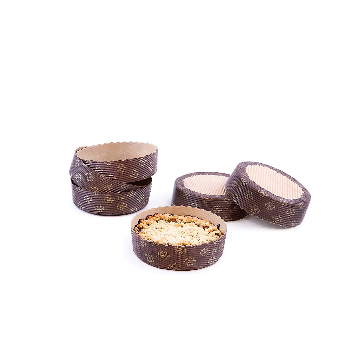 Round Paper Baking Cake Pan Disposable Eco- Friendly Small personal cardboard Baking Molds, Microwave Freezer Oven Safe bakeware, Kraft Forms for Bake & Serve, 25pc- 4” x 1-1/8” 5oz