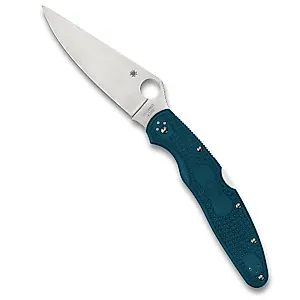 Spyderco Signature Series Police 4 Knife with 4.38" K390 Stainless Steel Blade and Lightweight FRN Blue Handle - PlainEdge - C07FP4K390