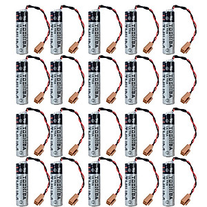 WELLVEUS 20 Pcs ER6V/3.6V 2400mAh PLC Battery Lithium Battery with Plug for M64 System with Plug US Stock