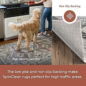 nuLOOM Layna Machine Washable Distressed Vintage Runner Rug, 2' 6" x 8', Light Grey, Rectangular, 0.15" Thick