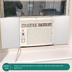 SZKXMJ Window Air Conditioner,Side Insulated Foam Panel, Summer/Winter Heat and Draft Insulating,Two-Piece Full Surround Insulation Panels Window Seal (White)