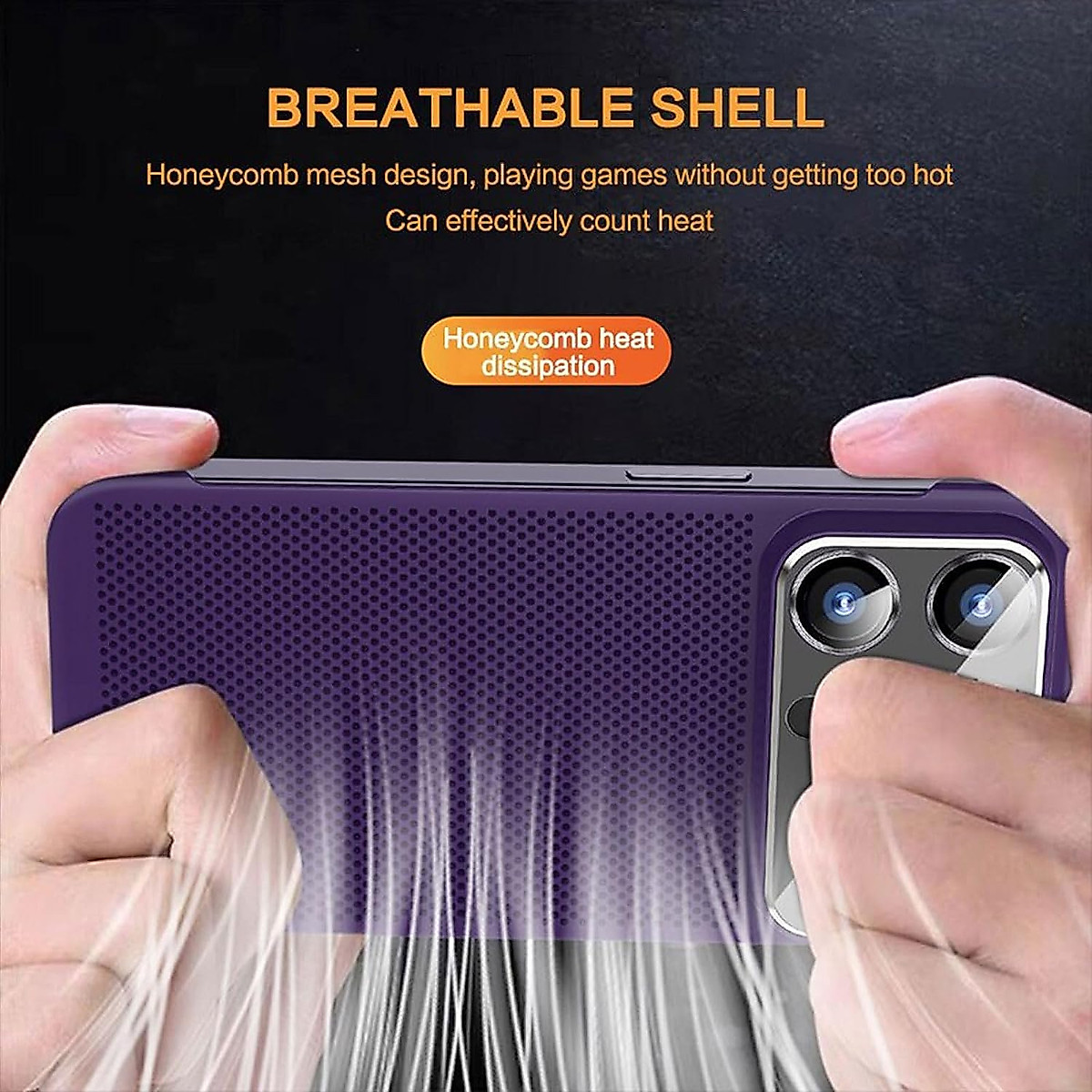 SARAYO Electroplating Heat Dissipation Phone Case for iPhone 14 13 12 Plus Pro Max,New Heat Dissipation Plating Fine Hole Protector Phone Case,Large Window Frameless Mobile Cover (12 pro max, Black)