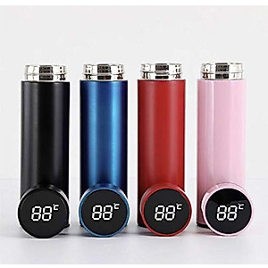 Smart Vacuum Insulated Water Bottle with Automatic LED Temperature Display, Large Flask 500 ML Stainless Steel Drinking Cup (Black)