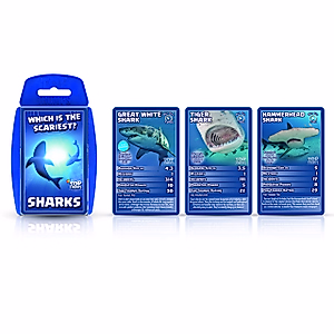 Top Trumps Sharks Classics Card Game, learn about Great White Sharks, Tiger Sharks and Hammerheads in this educational pack, gift and toy for boys and girls aged 6 plus