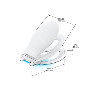 KOHLER K-2599-0 Transitions Nightlight Quiet-Close with Grip-Tight Toilet Seat, White