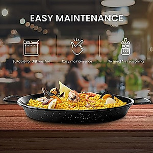 Machika Paella Pan| Professional Induction Cookware| Enameled Steel Nonstick Pan for Cooking Mediterranean Food, Steaks & More | Ideal for Restaurants, Catering, Events | 2 Servings | 13 in |