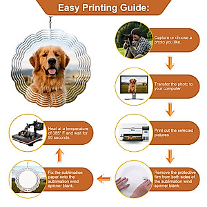 Remiawy Sublimation Wind Spinner Blanks, 8 Inch 5 Pack 3D Aluminum Metal Hanging Wind Spinners Sublimation Blanks Kinetic Sculpture DIY Crafts for Yard Garden Indoor Outdoor Porch Decoration Round