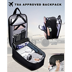 ZINZ Slim Expandable 15.6 inch Versatile Travel Laptop Backpack with Patented Foldable Shoulder Pockets and USB, Anti-Theft Business Backpack for School/Work/Hiking/Camping for Men Women,Black