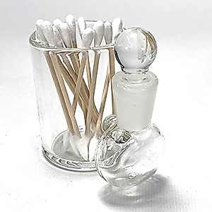 PAYKOC IMPORTS Clear Large 3" Heady Hand Blown Glass Cotton Swab Q-Tip Holder/Alcohol ISO Station