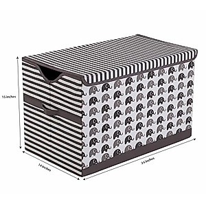 Bacati Elephants Unisex Fabric Storage Toy Chest to Keep Your Childs Room Organized, Grey