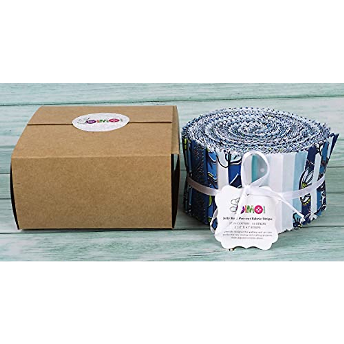 Soimoi 40Pcs Block Print Cotton Precut Fabrics for Quilting Craft Strips 2.5x42inches Jelly Roll - Blue