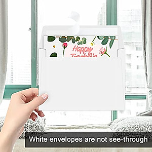 50 Packs of White 4X6 Envelopes for Invitation, A6 White Envelopes Self Seal for Cards, Photos, Wedding, Birthday, Party, Babay Shower