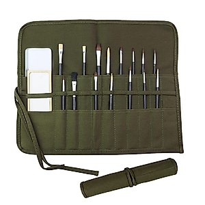 22 Slots Canvas Pencil Roll Wrap Roll Up Pencil Case Large Capacity Art Paint Brush Holder Coloring Pencil Organizer Bag Pen Curtain for Artist Painter Beginner Student Sketch