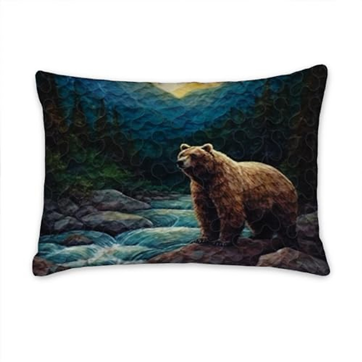 Full Size Bear Quilt - Custom Durable Bear Bed Set Twin Bear Bed Sheets Bear Comforter Set Queen for Bear Lover Men Boys Girls Lightweight Bear Bed Set Twin Bear Blanket Adult for Bedroom Bear Gifts
