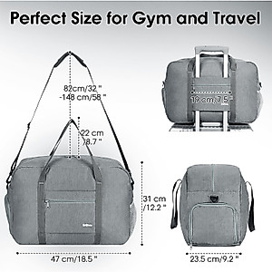 sportsnew Sports Gym Bag with Wet Pocket & Shoes Compartment, Travel Duffel Bag for Men Women Lightweight with Adjustable Shoulder Holder, Grey
