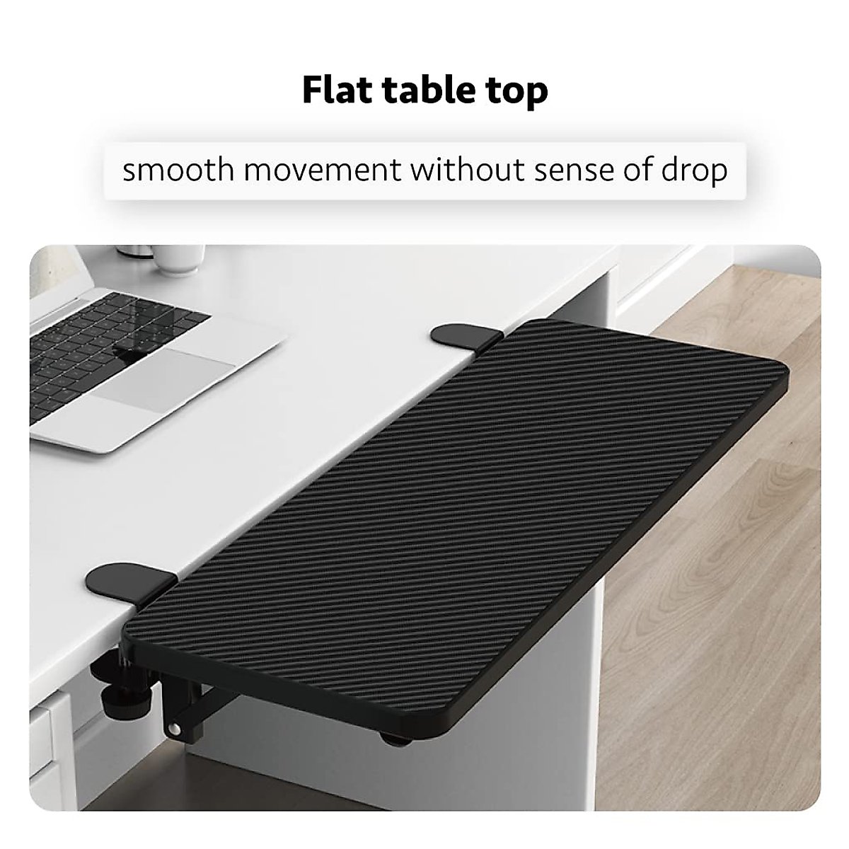 HONJIE Ergonomics Desk Extender Tray, Suitable for Office. Foldable, Punch-Free Clamp on.Computer Keyborad Tray, Desk Extension Board.(25.2"*9.45"(64cm*24cm), Carbon)