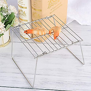 Happyyami Grill Cooling Rack BBQ Wire mesh BBQ Burning Stove Charcoal Grill Rack Baking Cooling Racks Grill Grid BBQ Grill Racks Table top Grill Mini BBQ Tools Travel Ultra Light Steel Wire