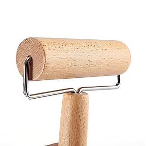 1 Piece 2-In-1 Style Pastry Pizza Roller Wooden Brayer Wooden Rolling Pins Wood Dough Roller 5D Diamond-Paint Art ool Wooden Roller for Baking or Ceramic Pottery Clay Working