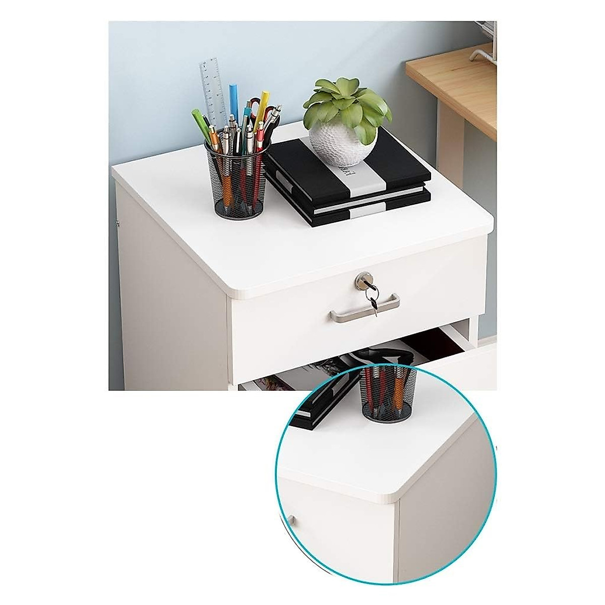 YUZDNM Wooden Desk Storage Box with Lockable Drawers - Solid Wood Desk Organizers - A4 Office Supplies/Receipt File Organizer, Flat File Cabinet (Color : Brown)