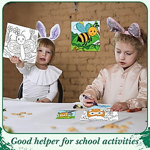 Sherr 12 Pcs Pre Drawn Canvas Pre Printed Canvas Set for Adults Kids Cute Printed Canvas to Paint Canvas Set Theme Canvas Painting for Party Favor(Cute Animals,8 x 8 Inch)