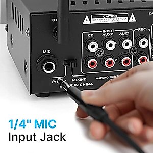 Pyle Home Home Audio Power Amplifier System with Bluetooth - 2X120W Mini Dual Channel Mixer Sound Stereo Receiver Box w/ RCA, AUX, Mic Input - For Amplified Speakers, PA, Theater, Studio Use -PTA4