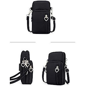 nobrand Small Crossbody Bag for Women, Black Cell Phone Purse Wallet Travel Wristlet Armband (Black)