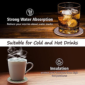 ULTRGEE Coasters, Set of 8 Cork Coaster [NDS Design] with Holder & Eco-Friendly Box, Absorbent and Reusable Drink Coasters Gift for Housewarming Home Decor Bar