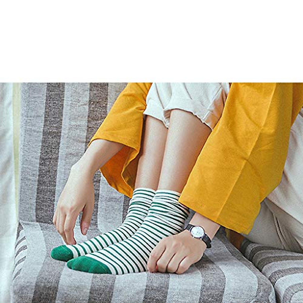 Winter Women Warm Stripe Socks Mid Socks Cotton Retro Style Fashion Sock 36