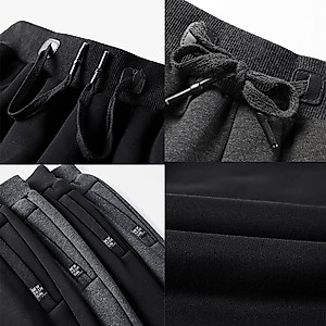 FASKUNOIE Men's Winter Thcken Fleece Pants Sherpa Lined Long Underwear Trouser Pants with Zipper Pockets