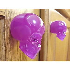 Purple Skull Cabinet Knobs/Drawer Knobs (Black Light Activated) (Set of 2)
