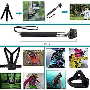 TANSUO 13-in-1 Accessories for Gopro, Action Camera Accessory Kit Compatible with GoPro Hero 11 10 9 8 Max 7 6 5 4 Black SJ4000 and Other Sports Cameras