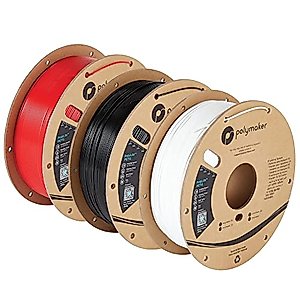 Polymaker PETG Filament Bundle, PETG 3D Printer Filament 1.75mm - PolyLite PETG Filament 1.75 PETG Bundle of 3, Black/White/Red