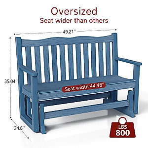 Stoog Outdoor Glider Bench, All-Weather HIPS 2 Person Outdoor Glider with 800 lbs Weight Capacity, Never Fade or Rot, Glider Bench for Outside Patio, Blue