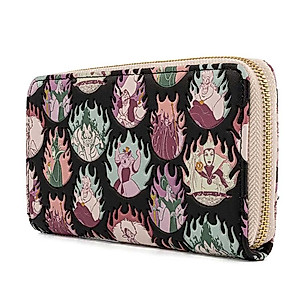 Loungefly Disney Villains Pastel Flames All Over Print Zip Around Wallet