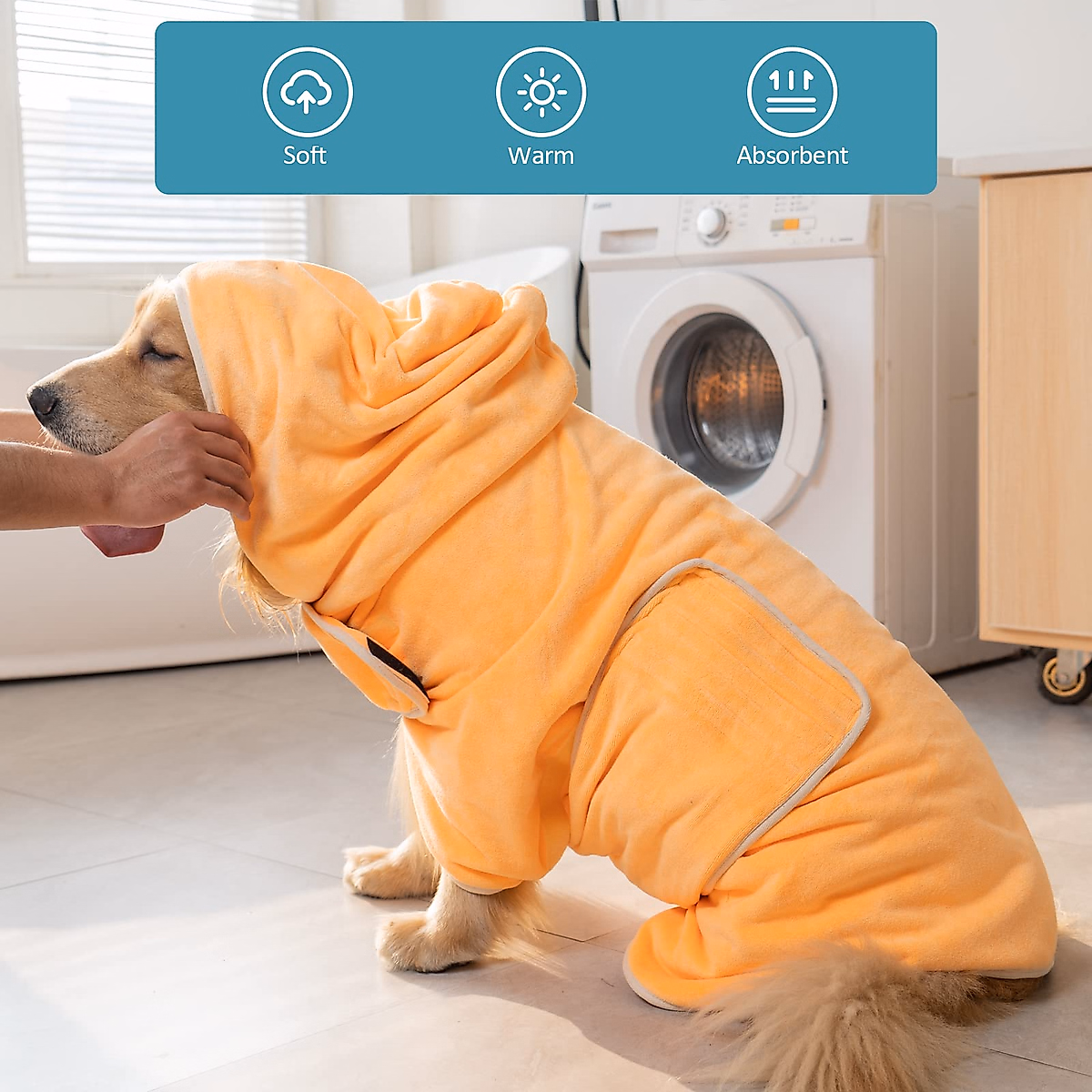 Avont Dog Bathrobe - Super Absorbent Pet Drying Towel Bath Robes After Bath Shower Swim Wet Walk for Puppies -Yellow(S)