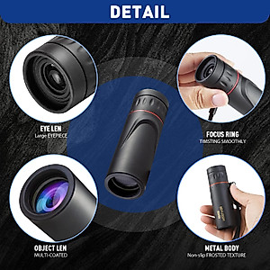 HDAJY Mini Monocular Telescope, Upgrade 30 x 25 HD Monoculars for Adults High Powered, Be Used for Stargazing, Hunting, Black