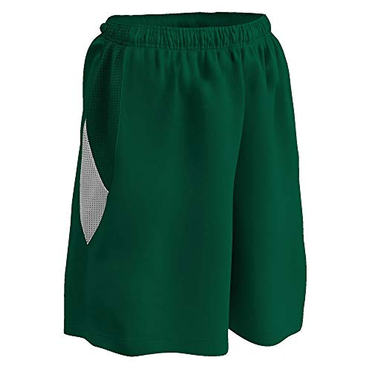 CHAMPRO Women's Standard Post Up Reversible Polyester Basketball Shorts, Forest Green, White, Medium