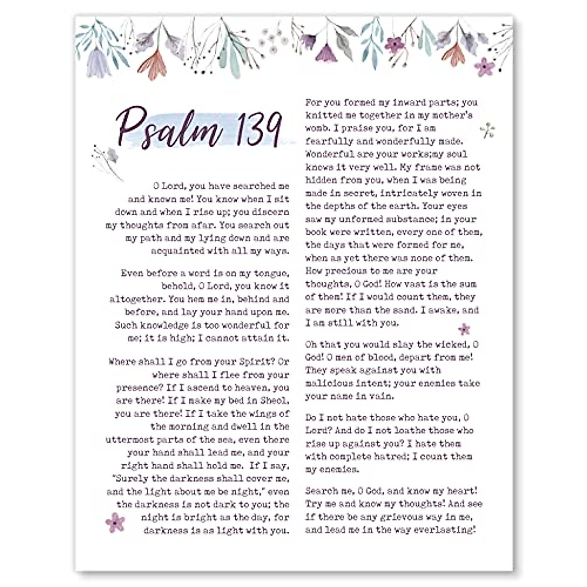 Psalm 23, Psalm 91, Psalm139 Wall Art Prints - Set of 3 Posters - ESV Bible Page Verse Wall Decor - 8x10 - Unframed