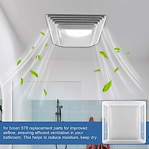 TNITRIB S97014094 Bathroom Fan Cover Grille and Lens for Broan 678, 679, 679FL, 679FLT, 680, 680FL, 680FLT, M680, HD50L, HD80L, Bathroom Exhaust Fan Light Cover Replacement