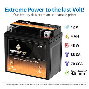 YTX5L-BS Rechargeable Sealed AGM Motorcycle Battery - Maintenance Free - High Performance - Replacement for Yamaha, Honda, Husqvarna, KTM