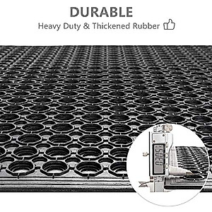 ROVSUN Rubber Floor Mat with Holes, 24''x 36'' Anti-Fatigue/Non-Slip Drainage Mat, for Industrial Kitchen Restaurant Bar Bathroom, Indoor/Outdoor Cushion