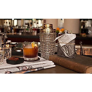 Double Old Fashioned Crystal Glasses, Set of 6 Whiskey Glasses, Perfect for Serving Scotch, Cocktails, or Mixed Drinks. (New York) pattern