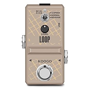 Koogo Loop Station Looper Effects Pedal Unlimited Overdubs 10 Minutes of Looping, 1/2 time, and Reverse USB Port 3Mode Mini Size True Bypass