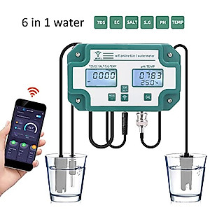 Water Quality Meter High Precise Water Quality Detector 6 in 1 PH TDS EC SG Salt Temperature Tester Continuous Monitor Meter