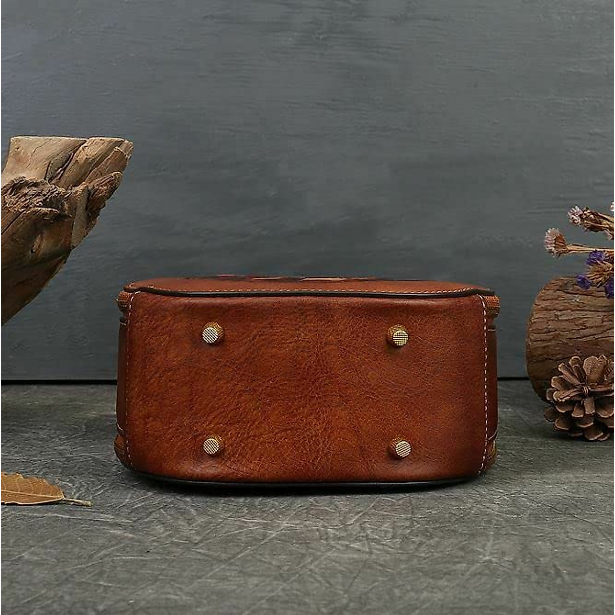 Handmade Women Genuine Cow Leather Shoulder Bag Handbag Purse Tote Rabbit Embossed Crossbody For Girl,For Women (Brown)