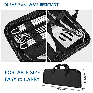 Piduules 9pcs BBQ Grill Accessories Set, Multifunctional Stainless Steel Barbecue Tools Set in Case for Outdoor Picnic, Camping, Smoking, Grilling