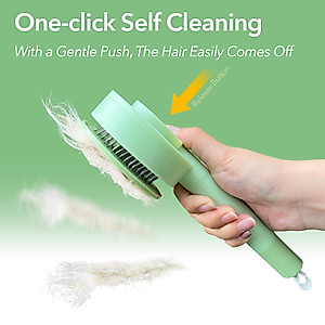 GooCare 2-in-1 Cat Brush for Shedding, with Detangler Comb, Self Cleaning Cat Comb Hair Brush for Indoor Cats, Dog Deshedding Brush Grooming Kit, Pet Supplies Hair Remover Tool (Green)