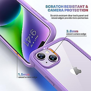 Diaclara Designed for iPhone 14 Case, Full Body Rugged Case with Built-in Touch Sensitive Anti-Scratch Screen Protector, with Camera Lens Protector for iPhone 14 6.1" (Peri Purple)